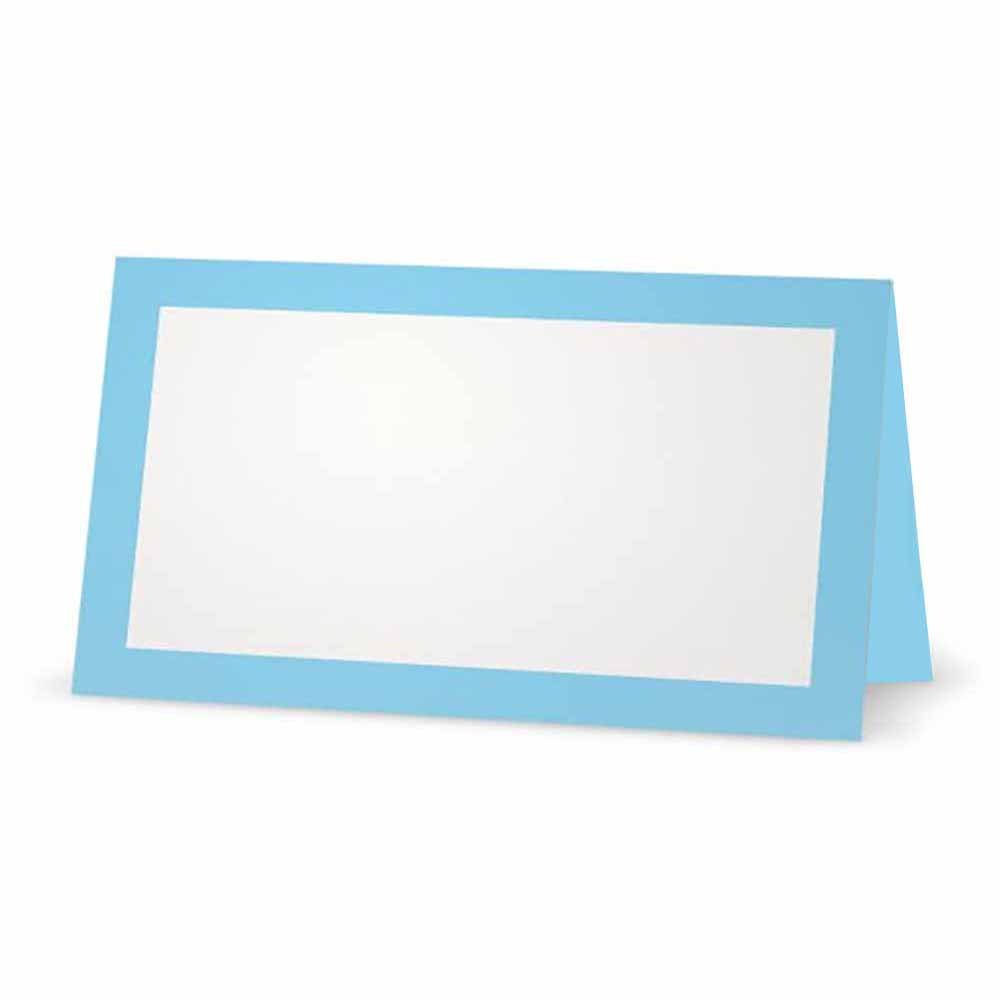 Light Blue Place Cards - FLAT or TENT Style - 10 or 50 PACK - White Blank Front Solid Color Border Placement Table Name Dinner Seat Stationery Party Supplies Occasion Event Holiday (10, TENT STYLE)