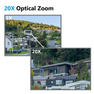 SUNBA 4K 8MP PTZ Camera Outdoor, IP PoE+ Security Dome, 20X Optical Zoom, Two Way Audio &Built-in TF Card Slot, 24x7 Automatic PTZ Tour, Night Vision up to 328ft (405-D20X 4K)