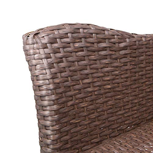 Barton 2 Pieces Swivel Bar Stool w/Foot Rest Weather Resistant Fabric Cushion Outdoor Patio Furniture Wicker Rattan