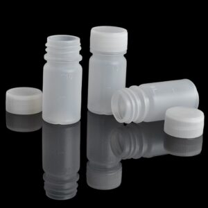 Bezall 100Pcs 10ml PE Plastic Empty Small Mouth Graduated Lab Chemical Container Reagent Bottle Sample Sealing Liquid Medicine Bottles