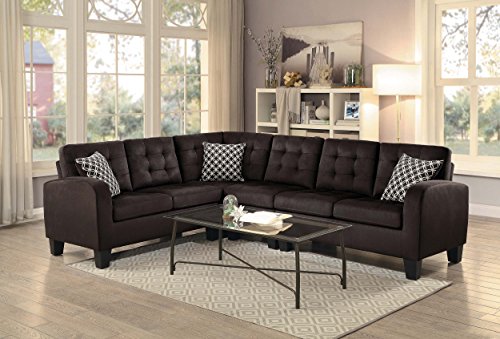 Homelegance Sinclair 84" x 107" Fabric Sectional Sofa, Chocolate