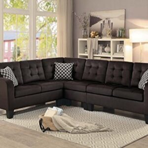 Homelegance Sinclair 84" x 107" Fabric Sectional Sofa, Chocolate