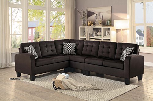 Homelegance Sinclair 84" x 107" Fabric Sectional Sofa, Chocolate