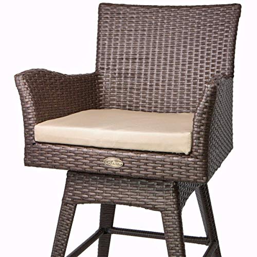 Barton 2 Pieces Swivel Bar Stool w/Foot Rest Weather Resistant Fabric Cushion Outdoor Patio Furniture Wicker Rattan