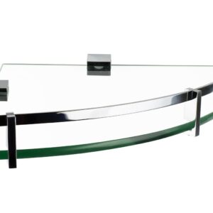 Mount-It! Glass Corner Shelf for Shower&Bathroom, Wall Mounted with Chrome Rail & 8mm Tempered Glass, 9.75 Inch