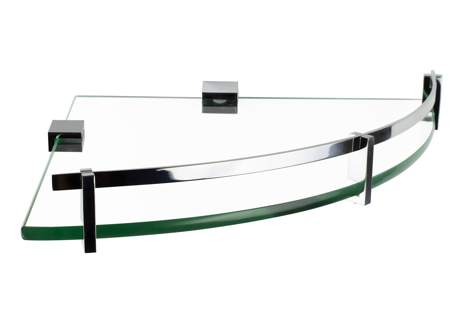 Mount-It! Glass Corner Shelf for Shower&Bathroom, Wall Mounted with Chrome Rail & 8mm Tempered Glass, 9.75 Inch