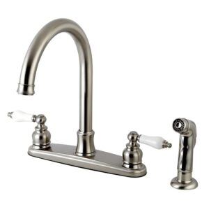 kingston brass fb7798plsp victorian 8" centerset kitchen faucet, brushed nickel