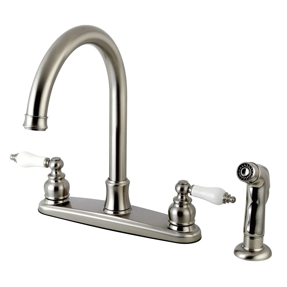 Kingston Brass FB7798PLSP Victorian 8" Centerset Kitchen Faucet, Brushed Nickel