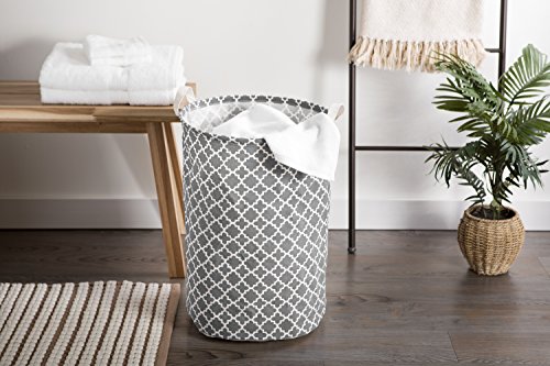 DII Laundy Collection, PE Coated Collapsible Bin, Gray Lattice, Laundry Hamper