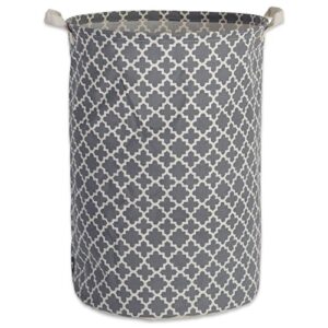 dii laundy collection, pe coated collapsible bin, gray lattice, laundry hamper