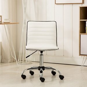 roundhill furniture fremo chromel adjustable air lift office chair in white