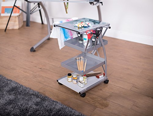 SD STUDIO DESIGNS Modern Triflex Mobile Storage Taboret for Arts and Crafts Silver 18.5" W x 16" D x 25.5" H