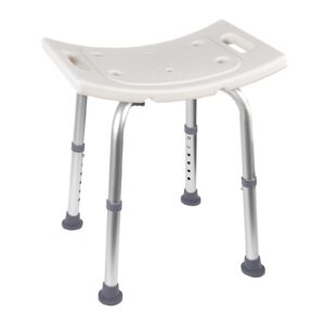 ez2care shower chair for inside shower, adjustable lightweight alloy aluminum shower bench, tool-free assembly shower stool, shower seat for elderly and disabled, certified 300 lbs load, white