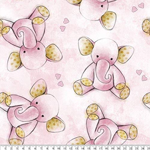 Elephant Love Pink Anti-Pill Premium Fleece Fabric by The Yard