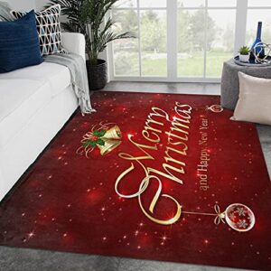 alaza red starry merry christmas area rug rugs mat for living room bedroom 6'x4'