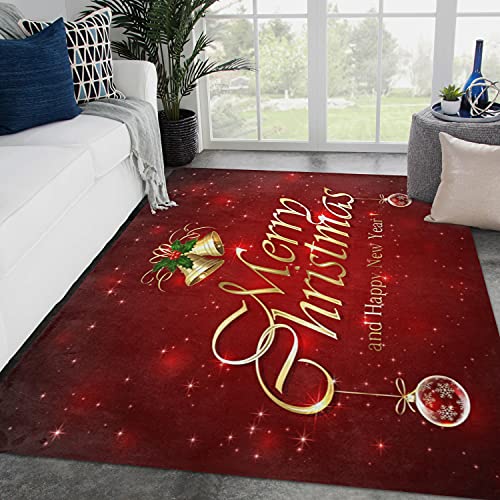 ALAZA Red Starry Merry Christmas Area Rug Rugs Mat for Living Room Bedroom 6'x4'