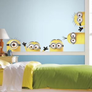 roommates minions despicable me 3 peeking minions giant peel and stick wall decals, rmk3567gm