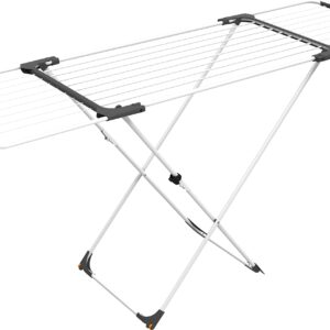 Vileda Extendable Clothes, Foldable Airer with Wheels, Aluminium Resin, White, 5.2 x 60.5 x 131.5 cm