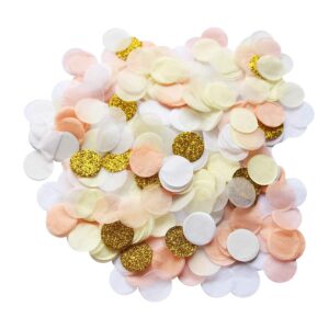 mybbshower peach gold glitter paper confetti for engagement party bridal shower wedding reception table decoration 1 inch pack of 1.5 oz