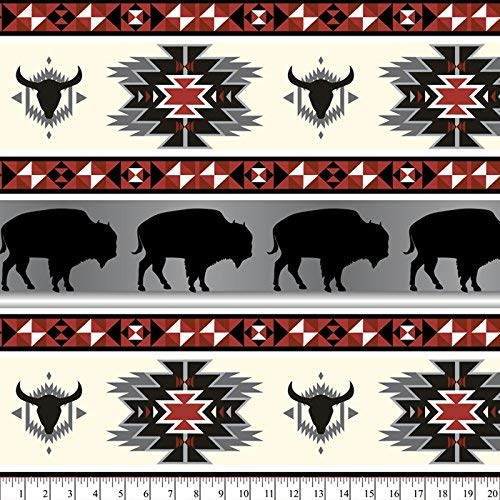 Tribal Buffalo Roam Anti-Pill Premium Fleece Fabric by The Yard