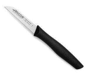 arcos paring knife 3 inches nitrum stainless steel.paring knife for peeling fruits and vegetables. ergonomic polypropylene handle and blade 80 mm. innovation, elegance. series nova. color black.