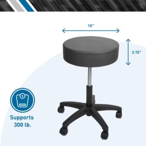 BodyMed Exam Stool – Rolling Stool for Dentists, Spas, & Healthcare Environments – Round Stool with 5 Casters – Adjustable Height from 18.5" to 25" – Easy to Assemble Stool with Wheels – Black