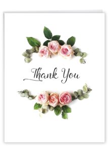 nobleworks - beautiful thank you card with envelope (xl 8.25 x 9.75 inch), appreciation greeting card with fancy floral, all occasion thank you notecard - elegant flowers j4175atyg