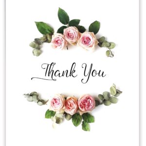 NobleWorks - Beautiful Thank You Card with Envelope (XL 8.25 x 9.75 Inch), Appreciation Greeting Card with Fancy Floral, All Occasion Thank You Notecard - Elegant Flowers J4175ATYG