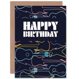 wee blue coo happy birthday guitars sealed greeting card plus envelope blank inside