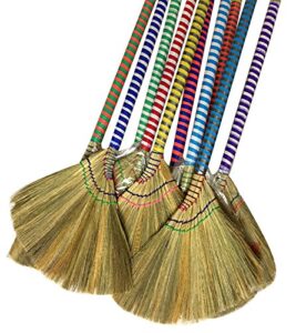 掃把anti-static choi bong co vietnam hand made straw soft broom colored handle 12" head width, 40" overall length 2-pc