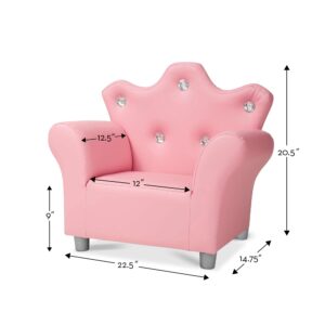 Melissa & Doug Pink Faux Leather Child’s Crown-Back Armchair (Kid’s Furniture) - Princess Chair For Toddlers, Children's Furniture, Pink Chair For Kids