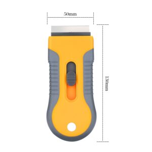 Mnixy Cleaning Tool Scraper with 5 Spare Replacement for Ceramic hobs Glass Oven Door, 11.55cm, Yellow