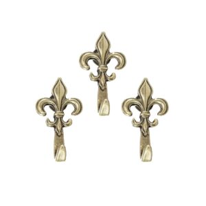 fleur de lis magnet decorative hooks, 3 pc set, silver