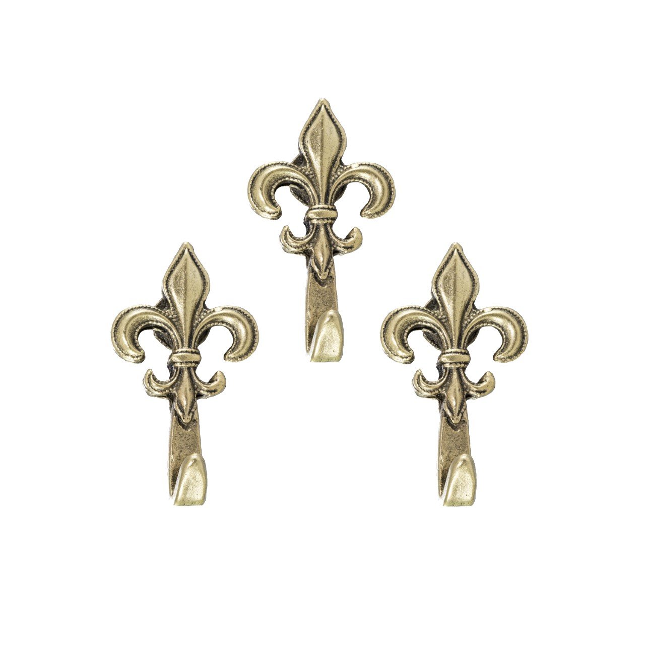 Fleur De Lis Magnet Decorative Hooks, 3 pc Set, Silver