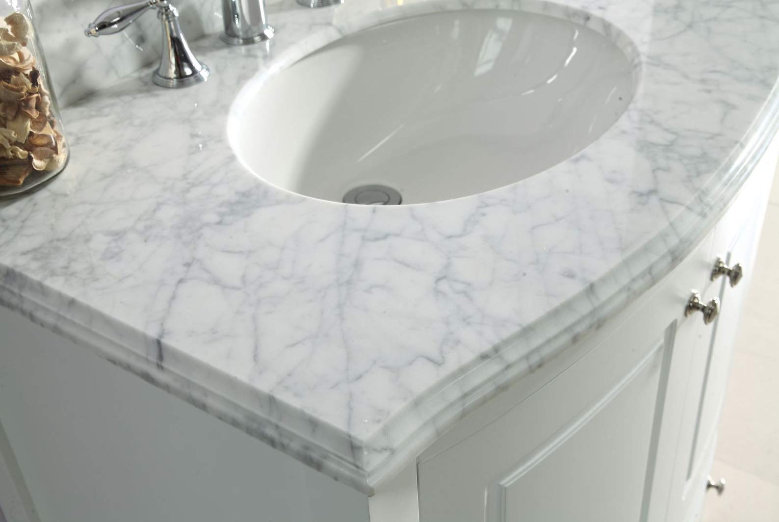 Laviva Estella 32 - White Cabinet White Carrara Marble Countertop