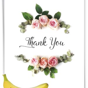 NobleWorks - Beautiful Thank You Card with Envelope (XL 8.25 x 9.75 Inch), Appreciation Greeting Card with Fancy Floral, All Occasion Thank You Notecard - Elegant Flowers J4175ATYG