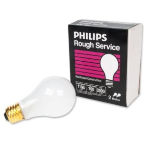 philips 100w a19 medium base frosted rough service light bulbs - 2 pack