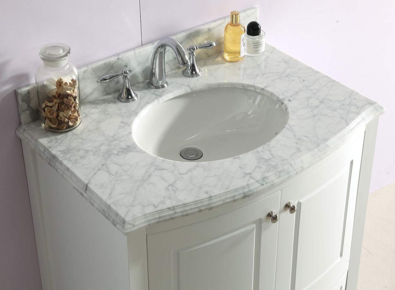 Laviva Estella 32 - White Cabinet White Carrara Marble Countertop