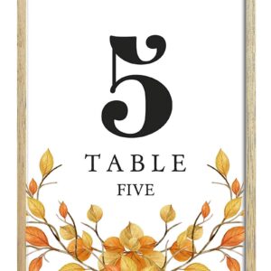 Darling Souvenir, Autumn Theme 1-12 Table Numbers Fall Wedding Reception Decor Table Cards (4x6 Inches)