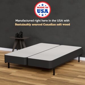 Spring Solution, 4" Split Wood Traditional Box Spring/Foundation for Mattress Set, Sturdy Fabric Paneled Design Wooden Frame, Durable Bedding Mattress Box Springs, Queen, Black