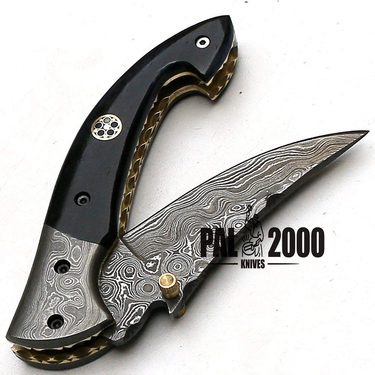 PAL 2000 KNIVES Handmade Damascus Steel Folding Pocket Knife PO-8736