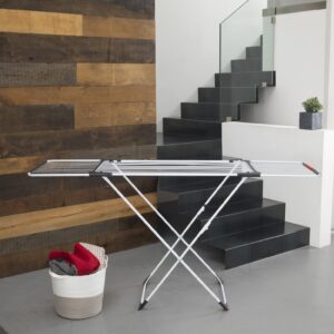 Vileda Extendable Clothes, Foldable Airer with Wheels, Aluminium Resin, White, 5.2 x 60.5 x 131.5 cm