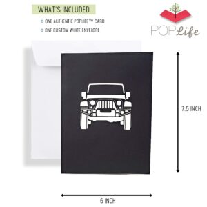 PopLife Jeep Truck 3D Pop Up Card for All Occasions - Birthday, Father’s Day Gift, Graduation, Congratulations, Retirement, Anniversary - SUV Driver, Off-Roading, 4X4 Car - for Husband, Son, Boyfriend