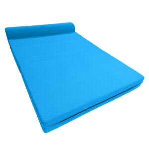 d&d futon furniture sleeper chair folding foam bed, studio guest sofa mattress, 72 x 48 x 6 in thick, turquoise