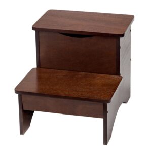 fox valley traders 2 step wooden step stool with hidden storage by oakridge, 15" w x 12 3/4" d