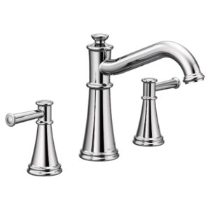 moen t9023 belfield two-handle deck mounted roman tub faucet without valve, chrome