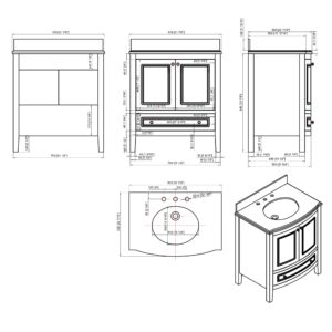 Laviva Estella 32 - White Cabinet White Carrara Marble Countertop