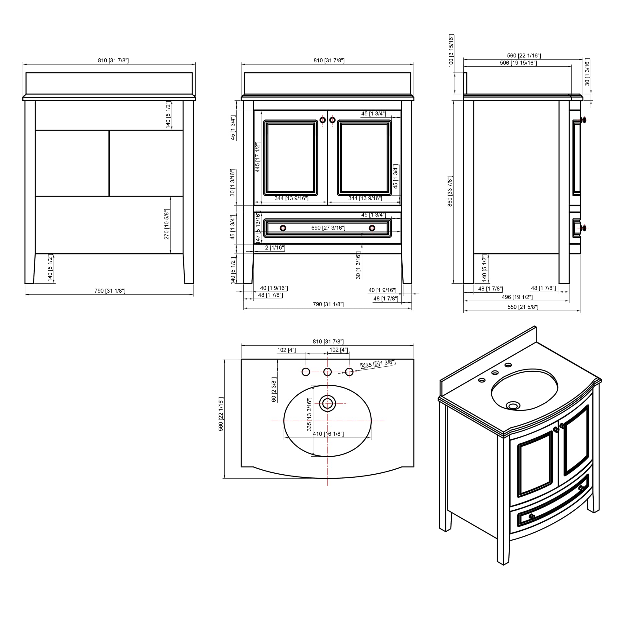 Laviva Estella 32 - White Cabinet White Carrara Marble Countertop