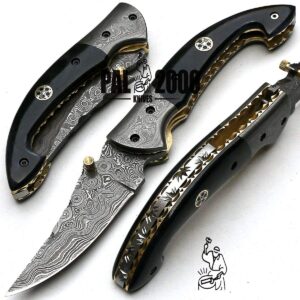 PAL 2000 KNIVES Handmade Damascus Steel Folding Pocket Knife PO-8736