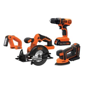 black+decker 20v max* powerconnect cordless 4-tool combo kit (​​bd4kitcdcmsl)